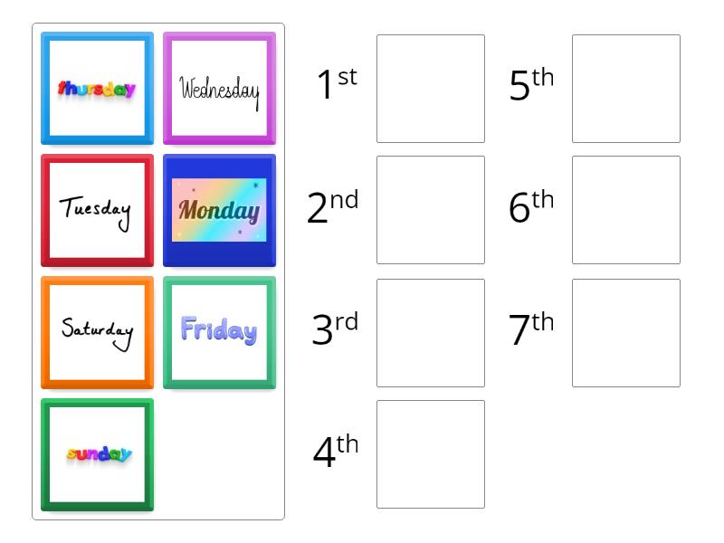 Days of the week - Rank order