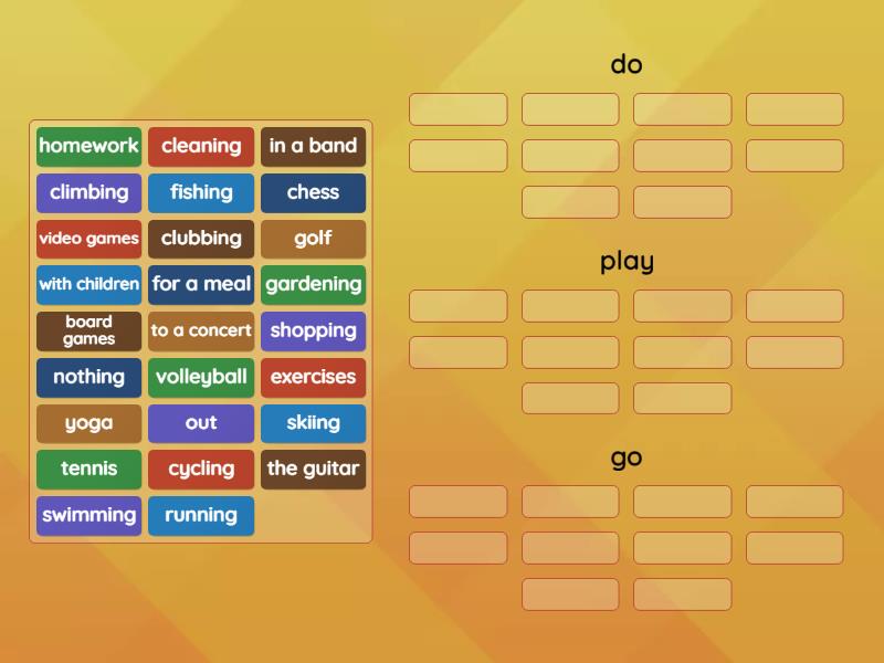 Roadmap A2+ unit 6c free-time activities - Group sort