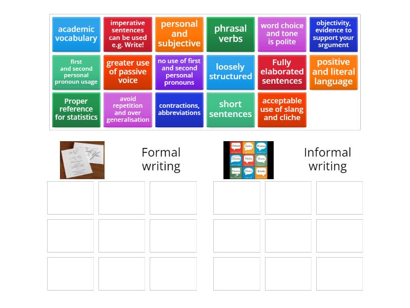 Formal vs Informal language - Group sort