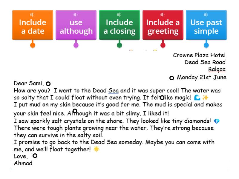 Writing a letter - Labelled diagram