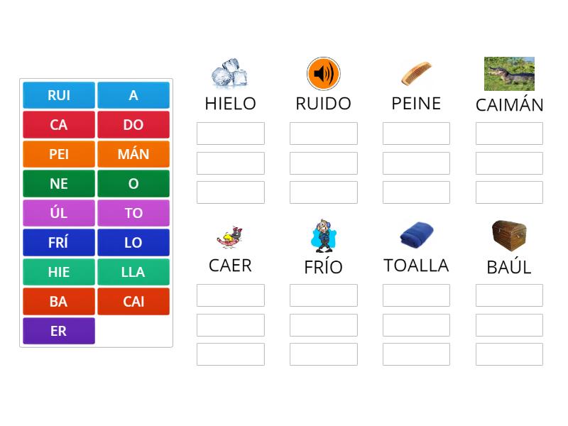 Compone las palabras - Hiatos y Diptongos - Group sort