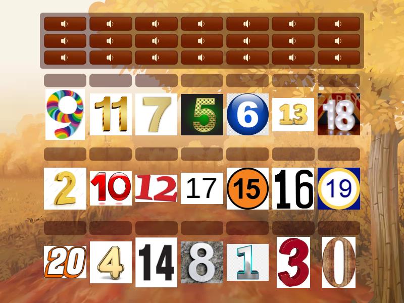 Números del 0 al 20 - audio - Сопоставить