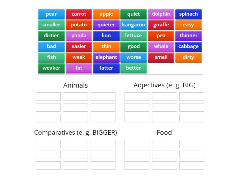 Kid's Box 3 Unit 7 - Vocabulary - Group sort