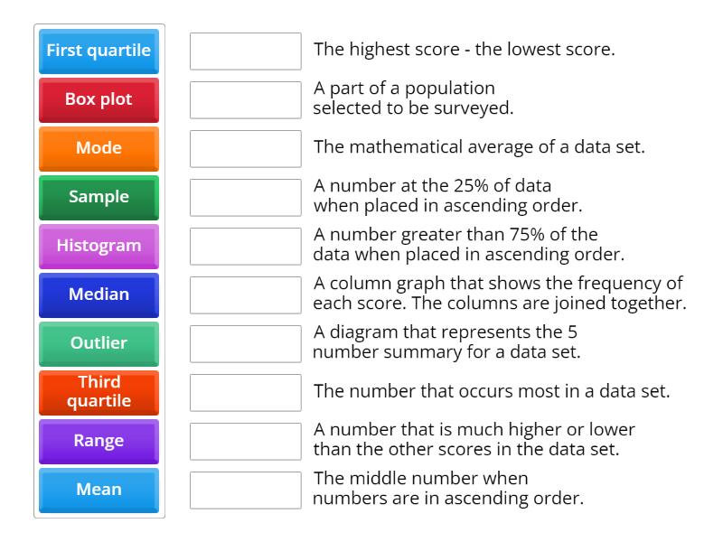 Statistics - Terminology - Match up
