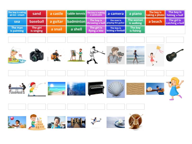 At the beach YLE starters Pic dictionary - Match up