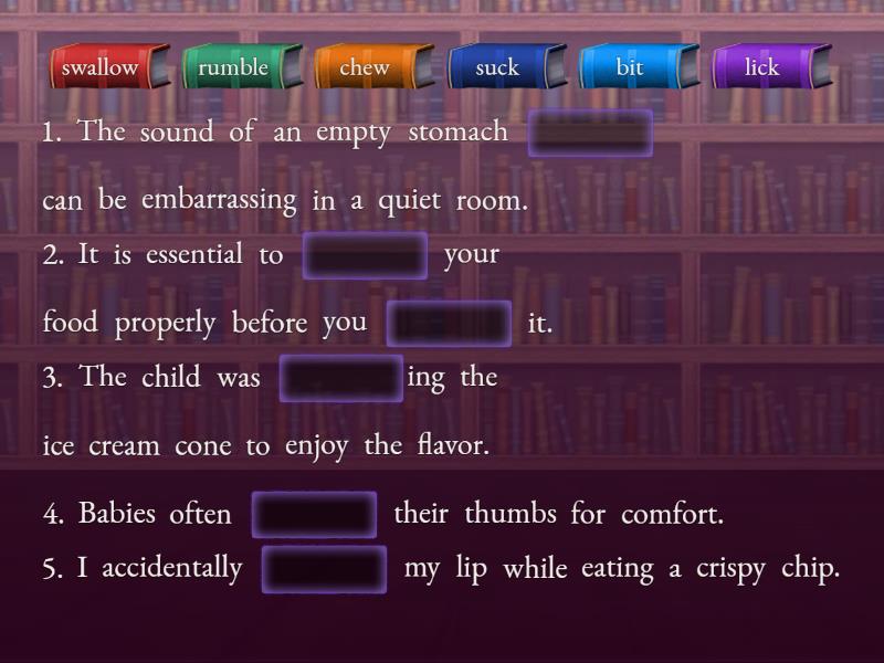 Basic verbs related to eating - Complete the sentence