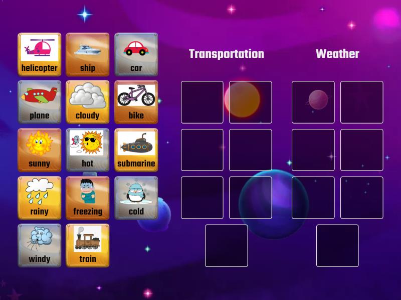 Transport and Weather - Group sort