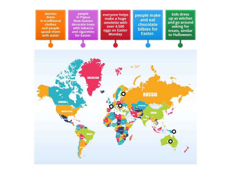 Easter traditions map - Labelled diagram