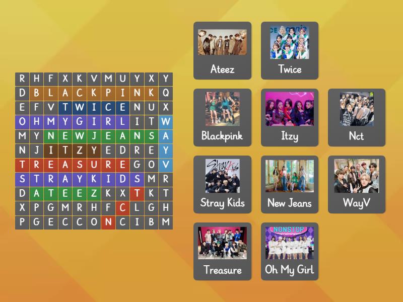 K-pop Groups - Wordsearch
