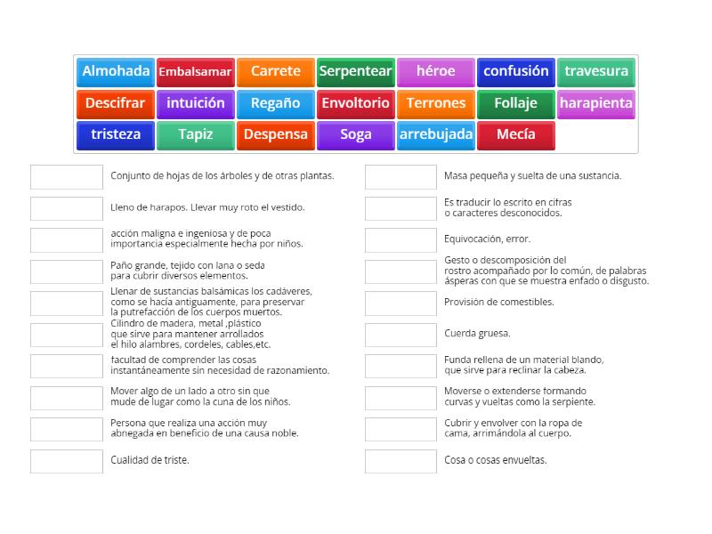 Significado de palabras - Match up