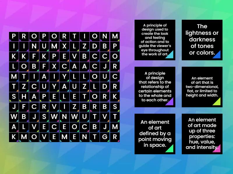 ELEMENTS AND PRINCIPLES OF ART - Wordsearch