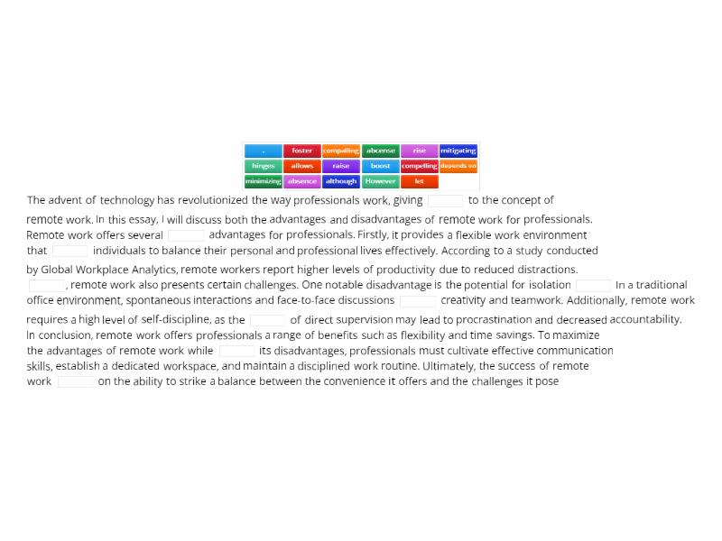 Advantage - Disadvantage Letter - Complete the sentence