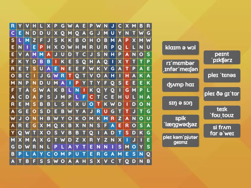 AW Vocabulary Unit 6: Activities - Wordsearch