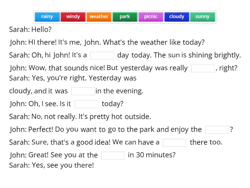 weather dialogue HW - Complete the sentence