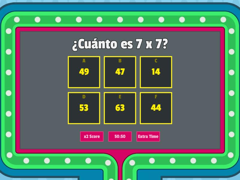 TABLAS DE MULTIPLICAR - Gameshow quiz