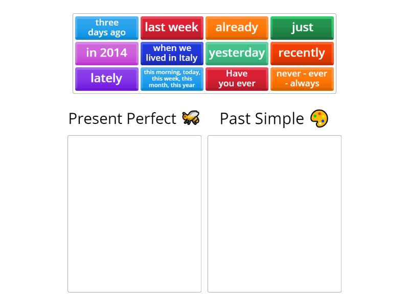 Past Simple VS Present Perfect Indicators - Categorize