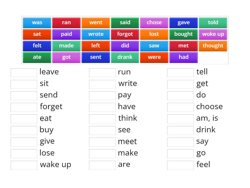 Irregular verbs - Match up
