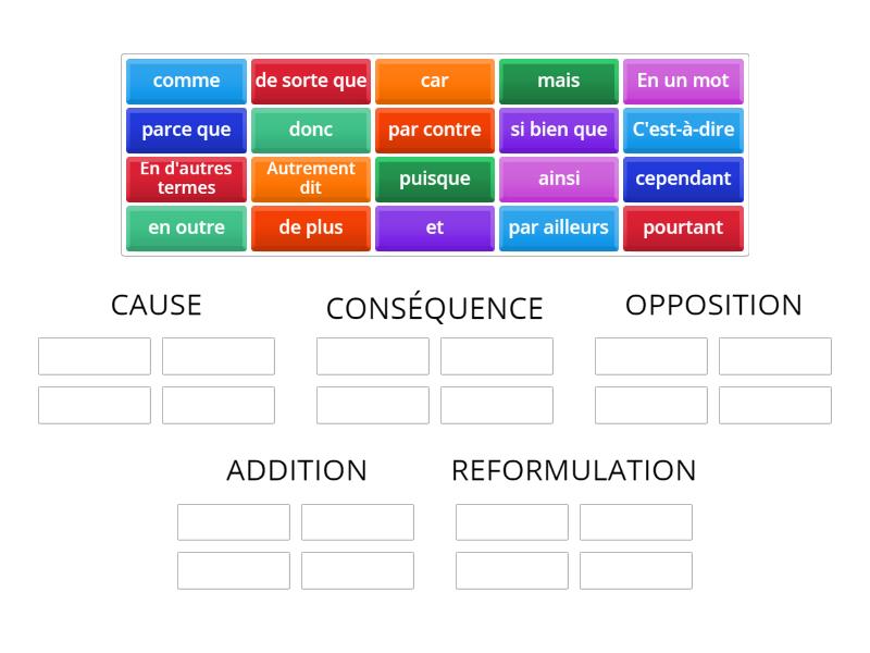 Connecteurs Logiques A2 - Group sort