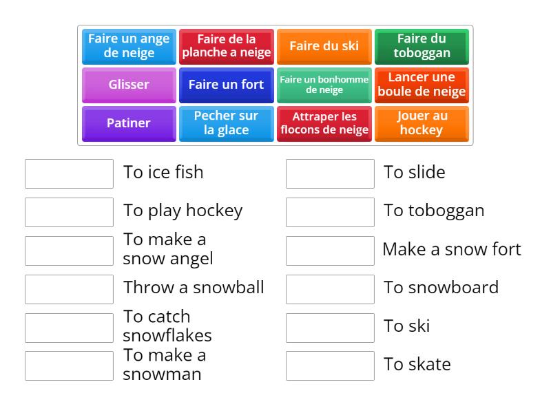 Les activites d'hiver - Match up