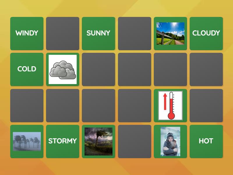 THE WEATHER. MEMORY GAME - Matching pairs