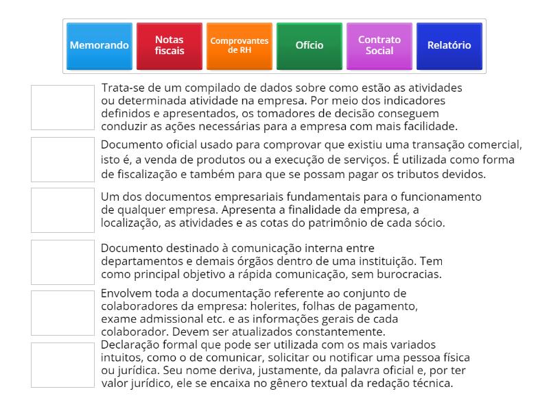 Documentos empresariais e oficiais - Match up