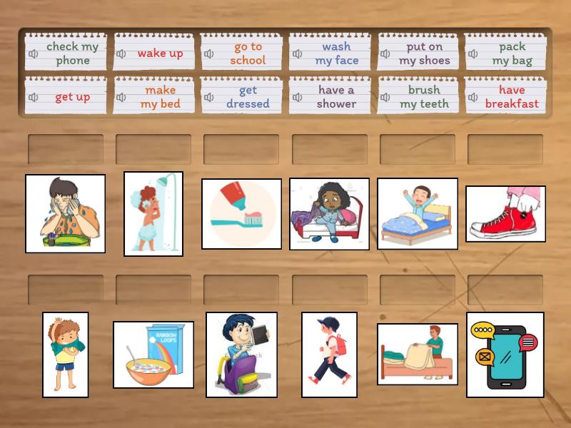 Morning routine vocabulary - Match up