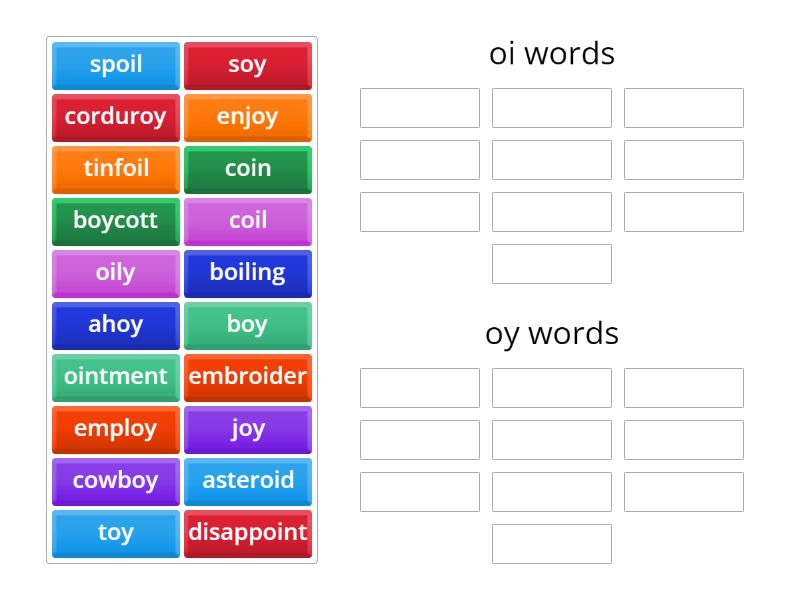 oi and oy words - Group sort