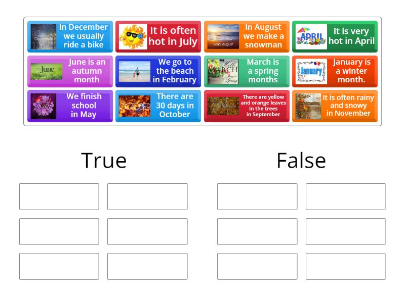 Months True or False - Group sort