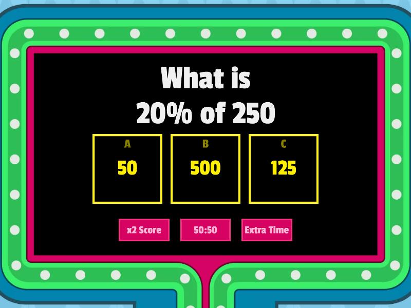 Percentage of a Number - Gameshow quiz