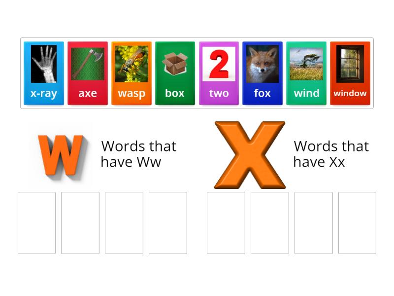 Jolly Phonics Practice Ww and Xx - Group sort