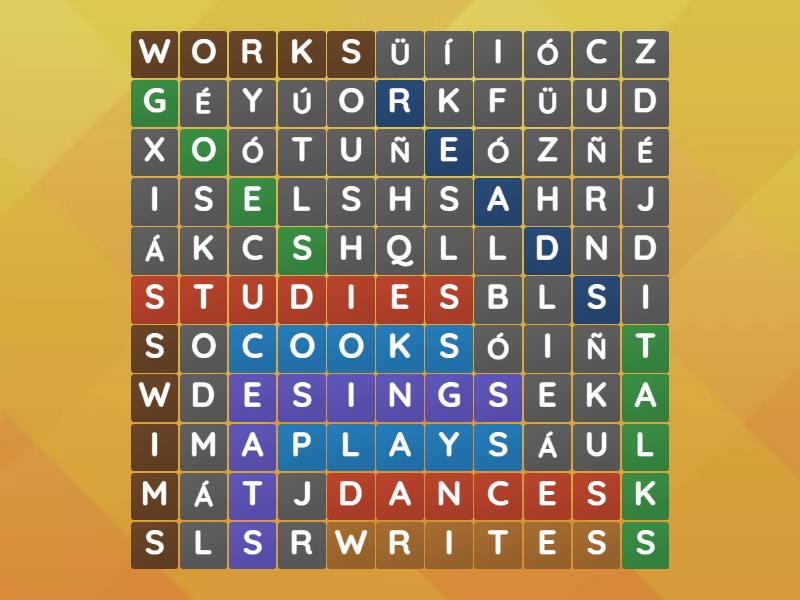 Present simple - Wordsearch