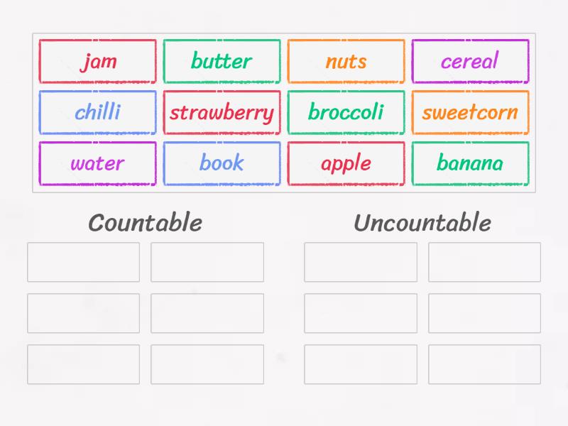 Unit 8- Lesson 2: Grammar: Countable & Uncountable Nouns - การเรียงลำดับกลุ่ม
