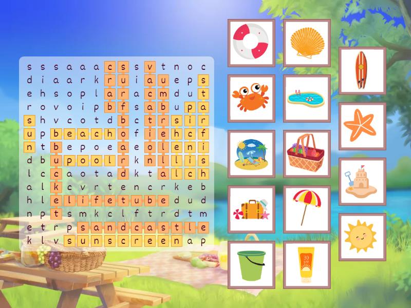 Summer vocabulary - Wordsearch