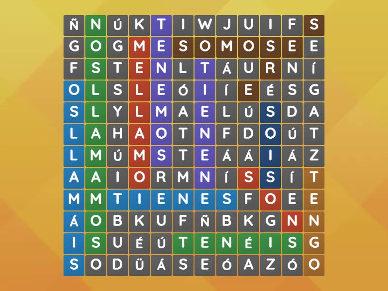 Los verbos Ser, Tener y Llamarse. - Sopa de letras