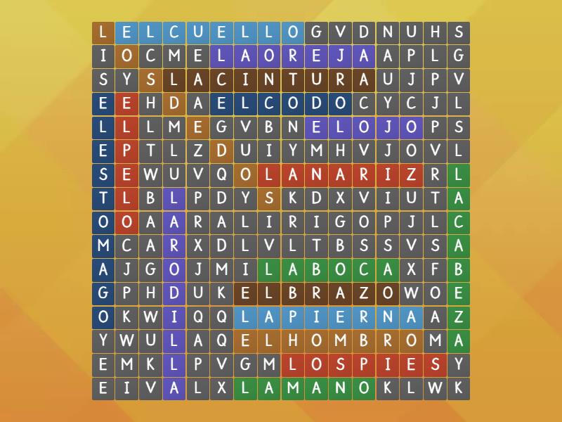 Las Partes Del Cuerpo Humano Word Search Wordsearch