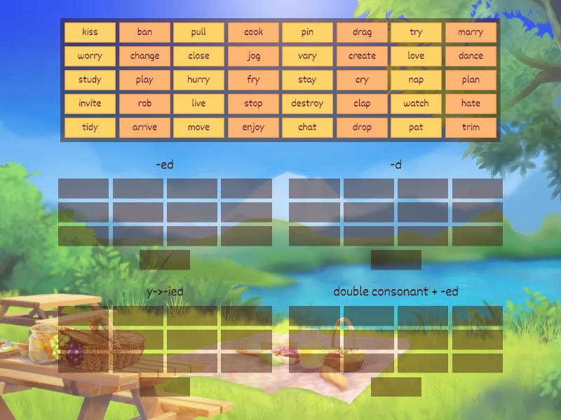 Past Simple. Regular verbs. Spelling rules - Group sort
