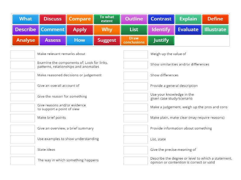 Command Terms - Match up