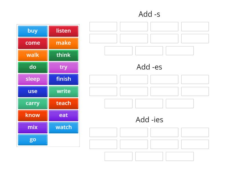 present simple: spelling rules - Group sort