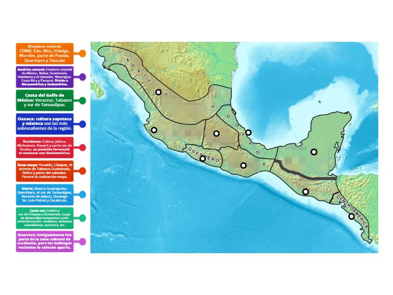 Regiones culturales de Mésoamerica. - Labelled diagram