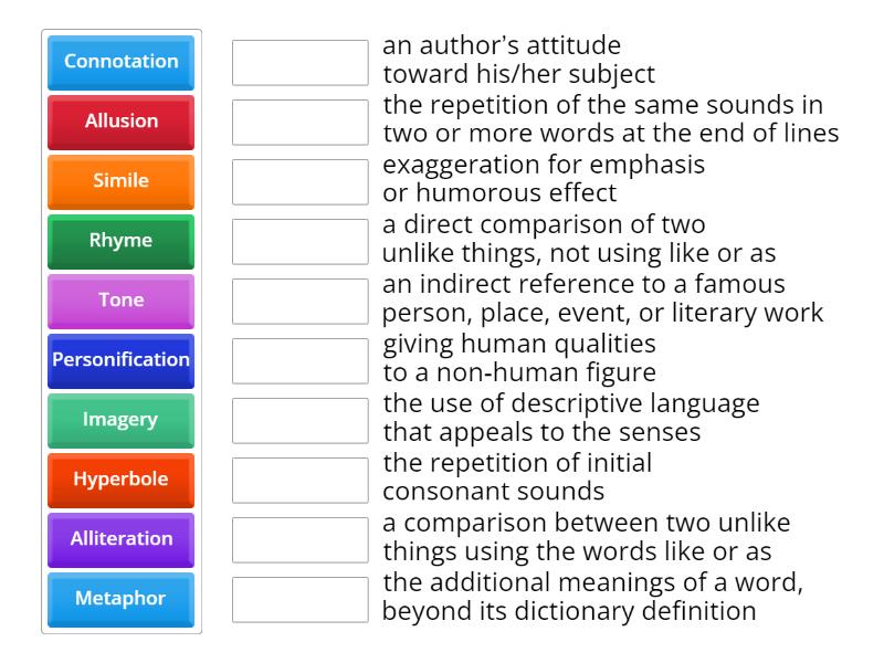 Literary Devices Abridged - Match up