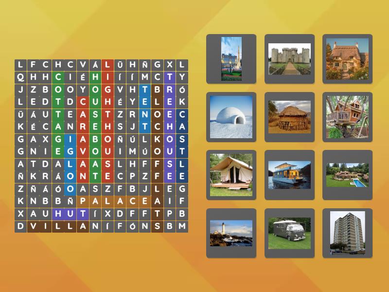 TYPES OF HOUSES - Wordsearch