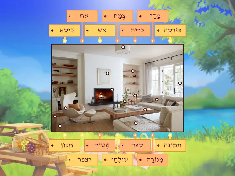 My house Words: Listen and Find in Hebrew - Labelled diagram