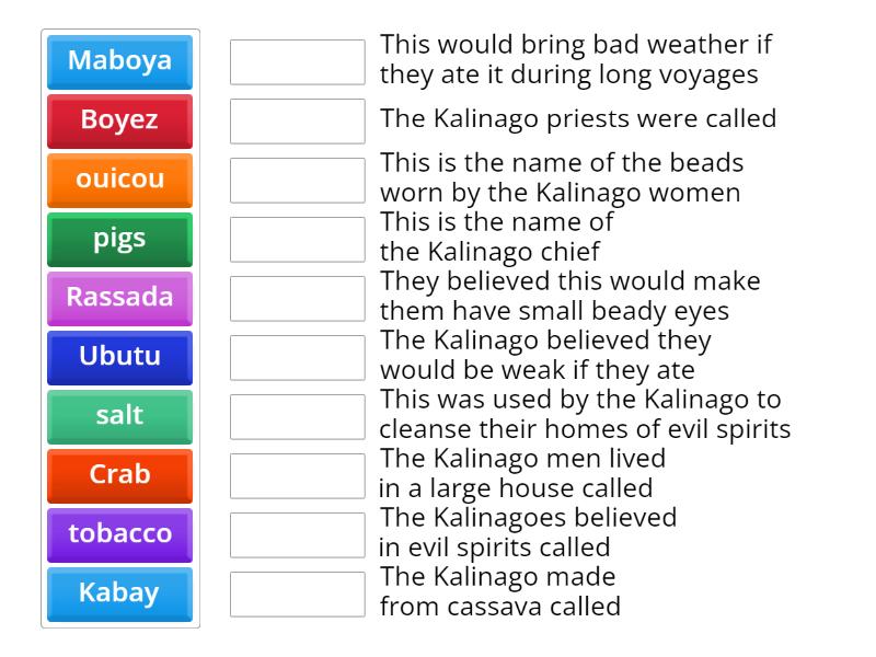 The Kalinagos - Match up