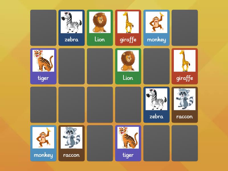 Wild Animals memory - Matching pairs