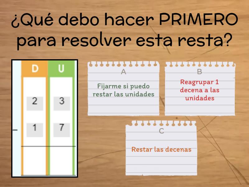 "Restas con reagrupación" - Quiz