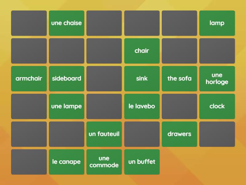 Y9 French Household Items - Matching pairs