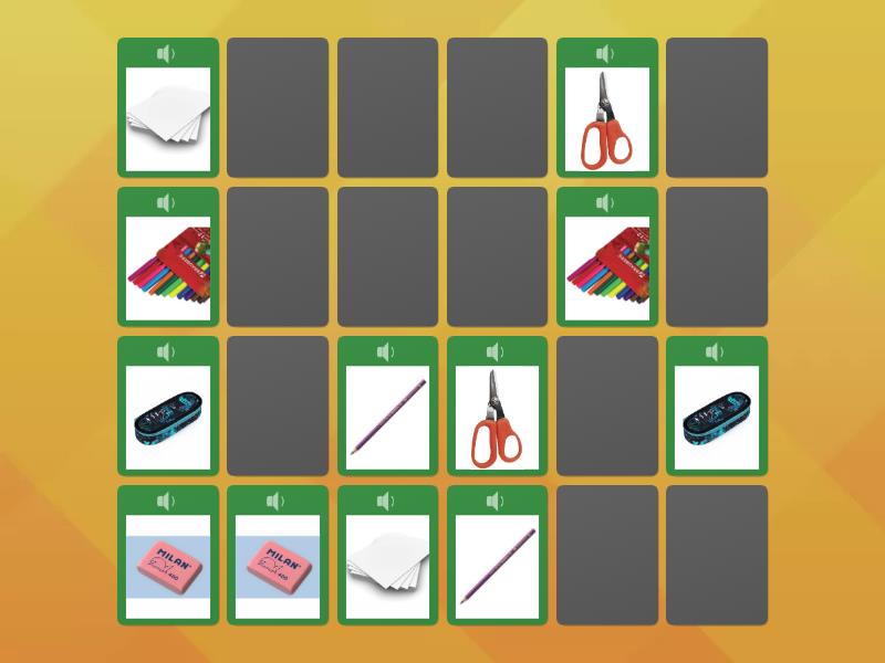Memory Game - School supplies - Matching pairs