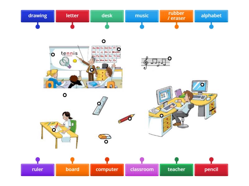 J2 Word list - School - Labelled diagram