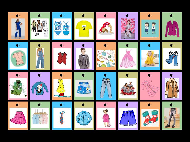 Clothes vocabulary review - Flip tiles