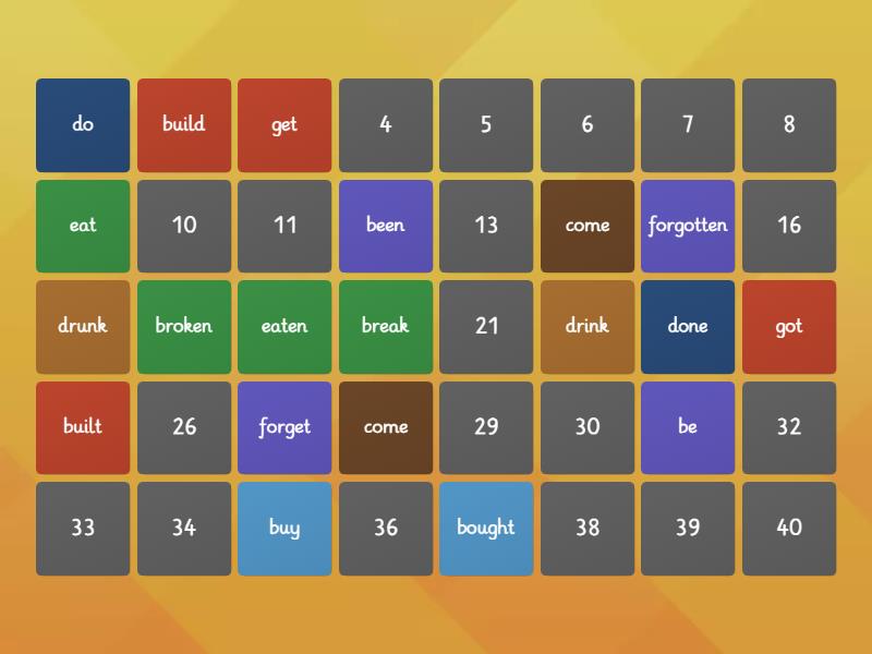 Present Perfect - Verbs Memory Game - Parejas